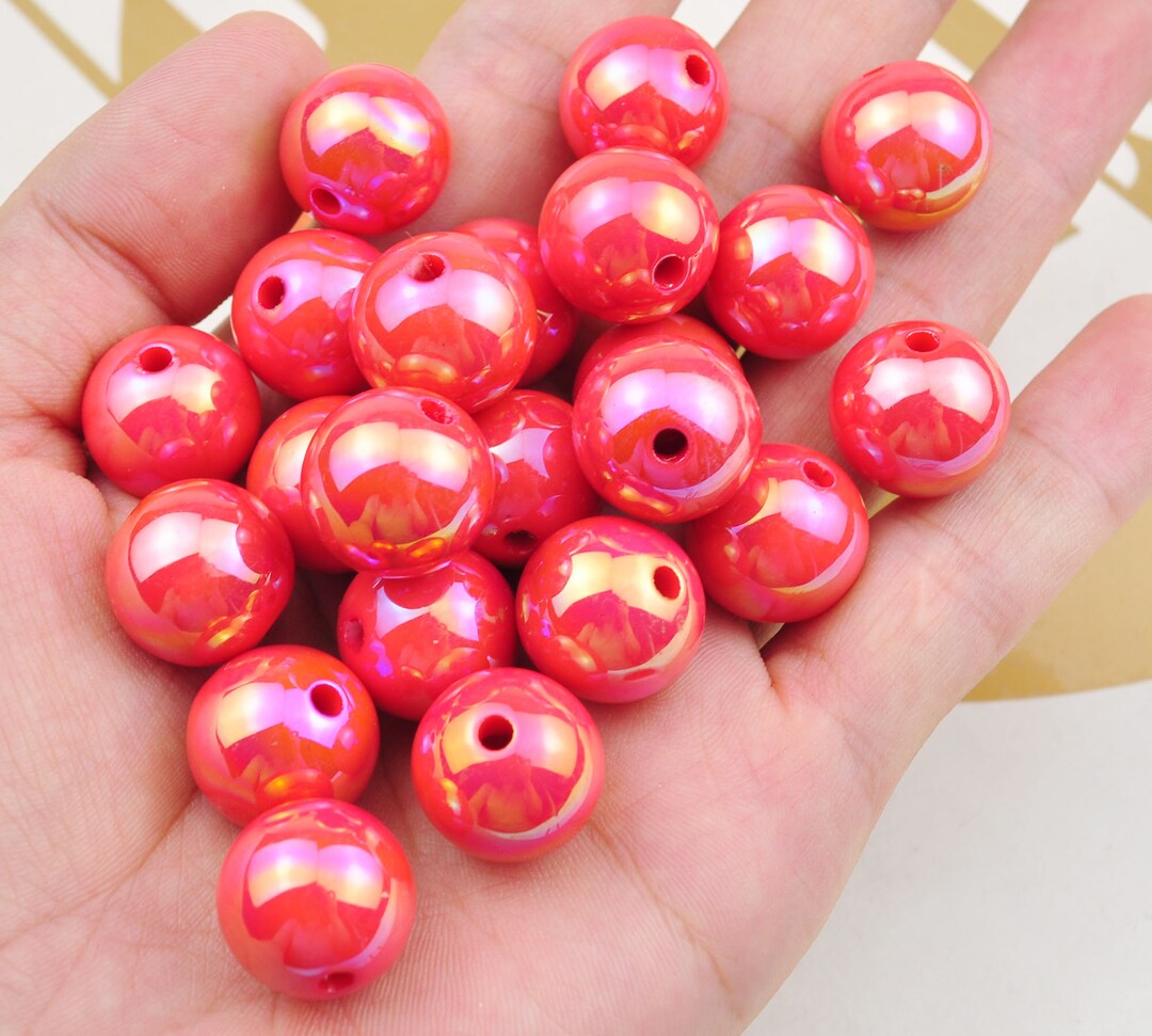 Shiny AB Plated Acrylic Beads,watermelon Round Gumball Bubblegum Bead ...