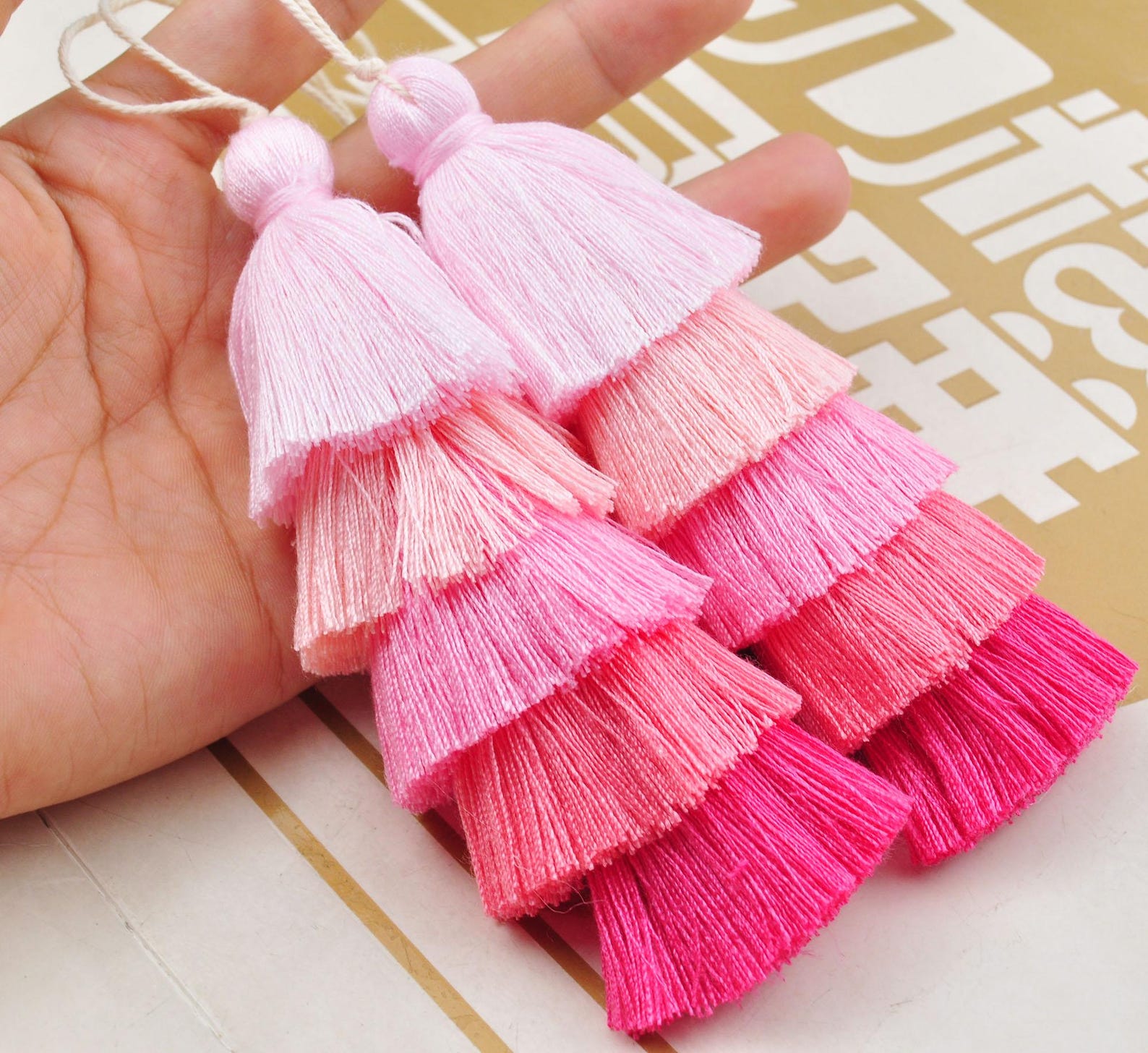 2pc High Quality Ombre Tassel With Loop,layered Tassel Pendant,large ...