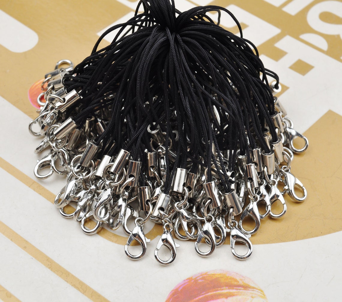 5/50pcs,black Cell Phone Straps，keychains Hook,charms Key Cord,black ...