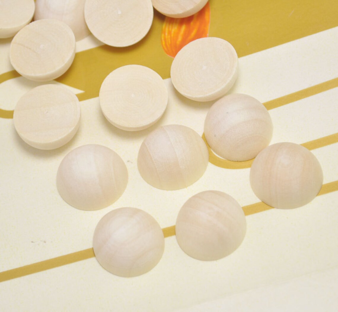 50pcs Unfinished Half Wood Beads,20mm Large Domed Wooden Cabochon Beads ...