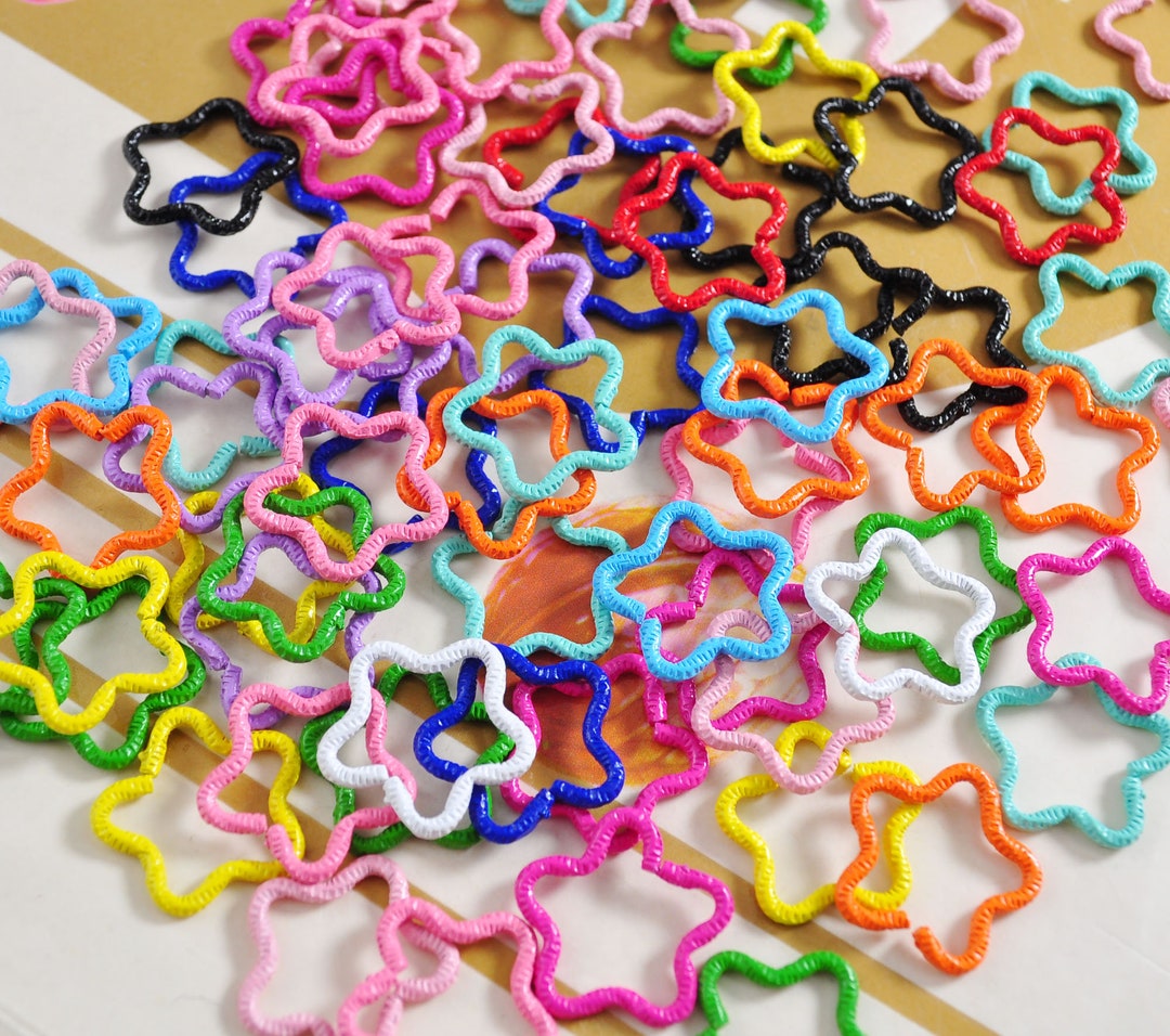 Mixed Color Jump Ring, 30g(about 50pieces) Iron Star Shape Jump Rings ...