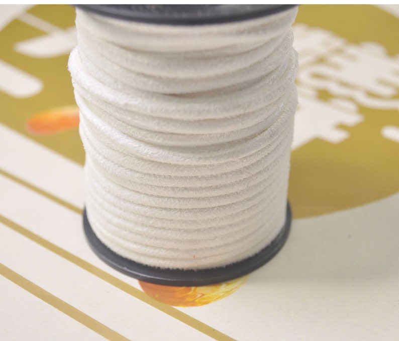 5yards 3mm Round Faux Suede Leather Cords,white Leather String Cord ...