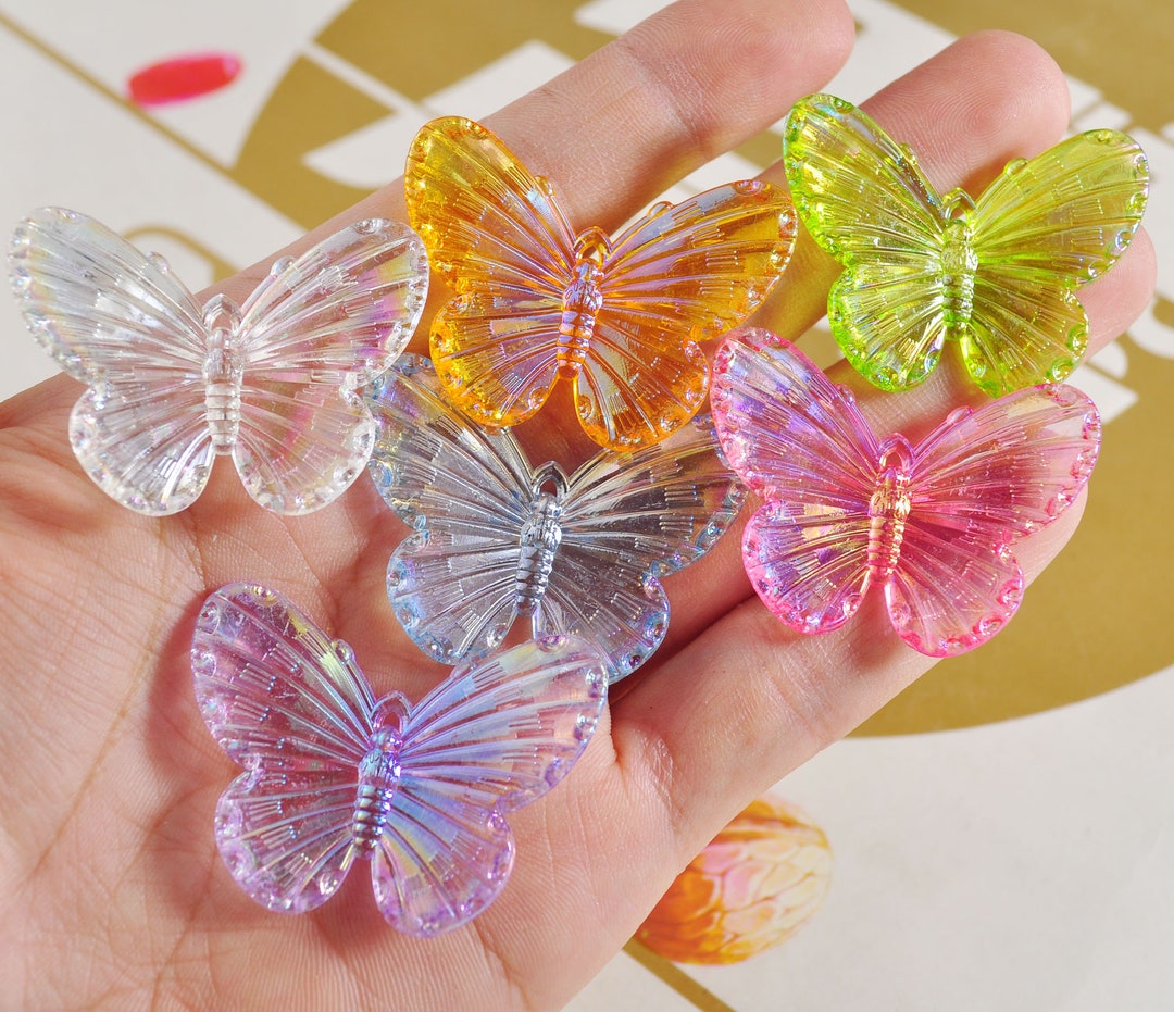 20 Pcs Set,ab Transparent Acrylic Butterfly,butterfly Beads,butterfly ...