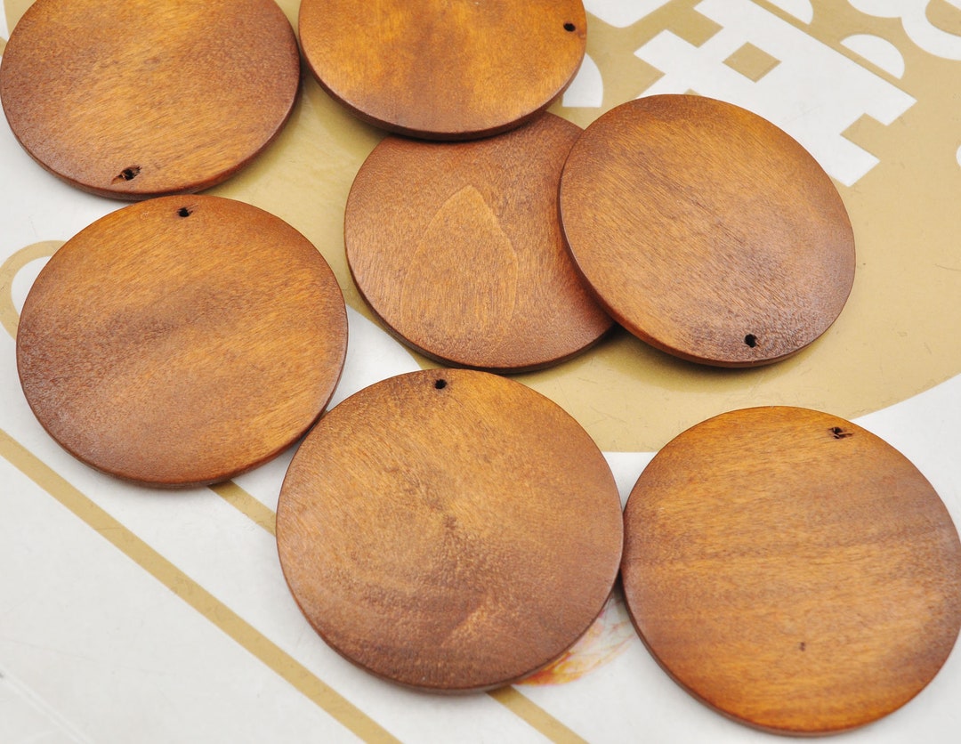 8pcs/20pcs 45mm Round Wood Pendant, Unfinished,brown Wooden Earring ...