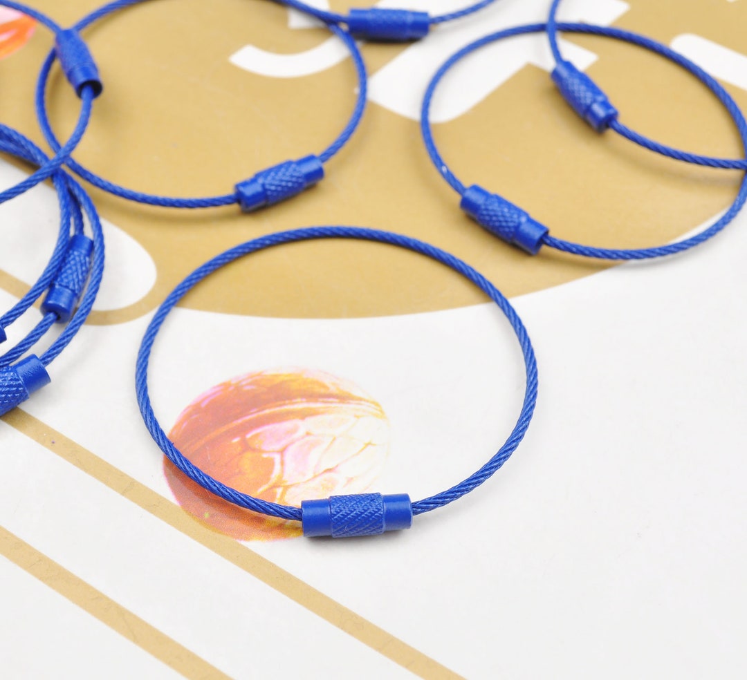 20pcs Blue Keyring,wire Keychain, Cable Stainless Steel, Cable Key Ring ...