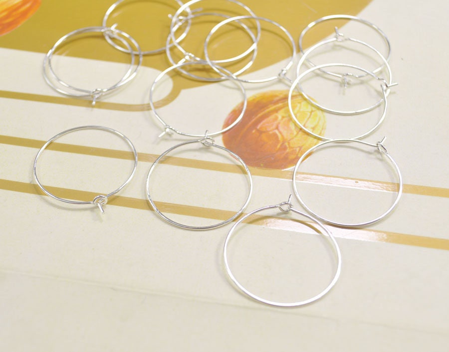 Earring Hoop100Pcs25mm Round EarringSilver Plated Earring | Etsy