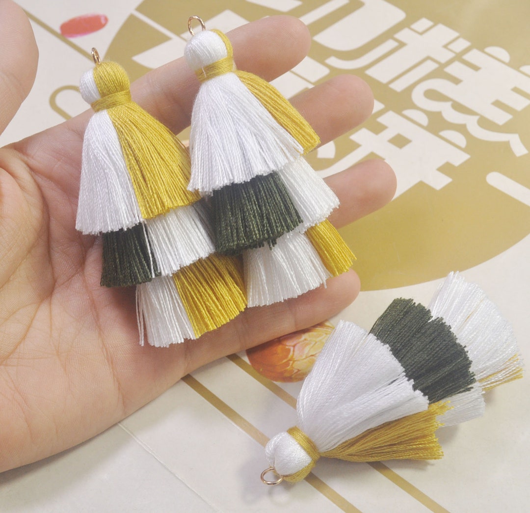 5pcs Handmade Cotton Tassel With Jump Rings,tiered Tassels, Bohemian ...