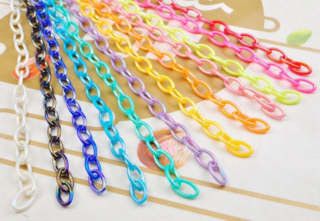 10pcs Small Plastic Chain,oval Chain,ab Colorful Plastic Chain,craft ...