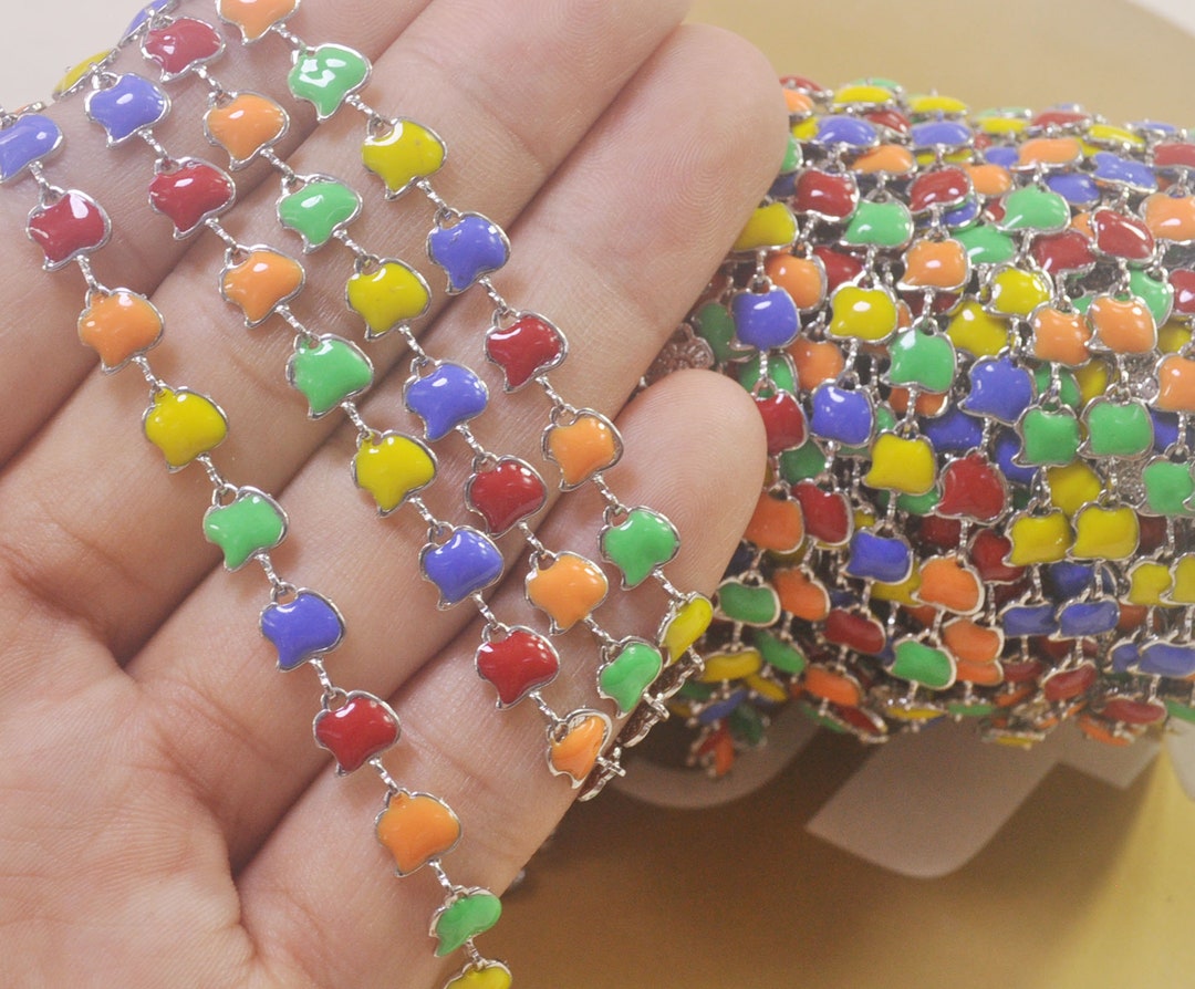 Enamel Apple Chain, Silver Apple Chain, 0.5，1，3，5 Yards Unfinished ...