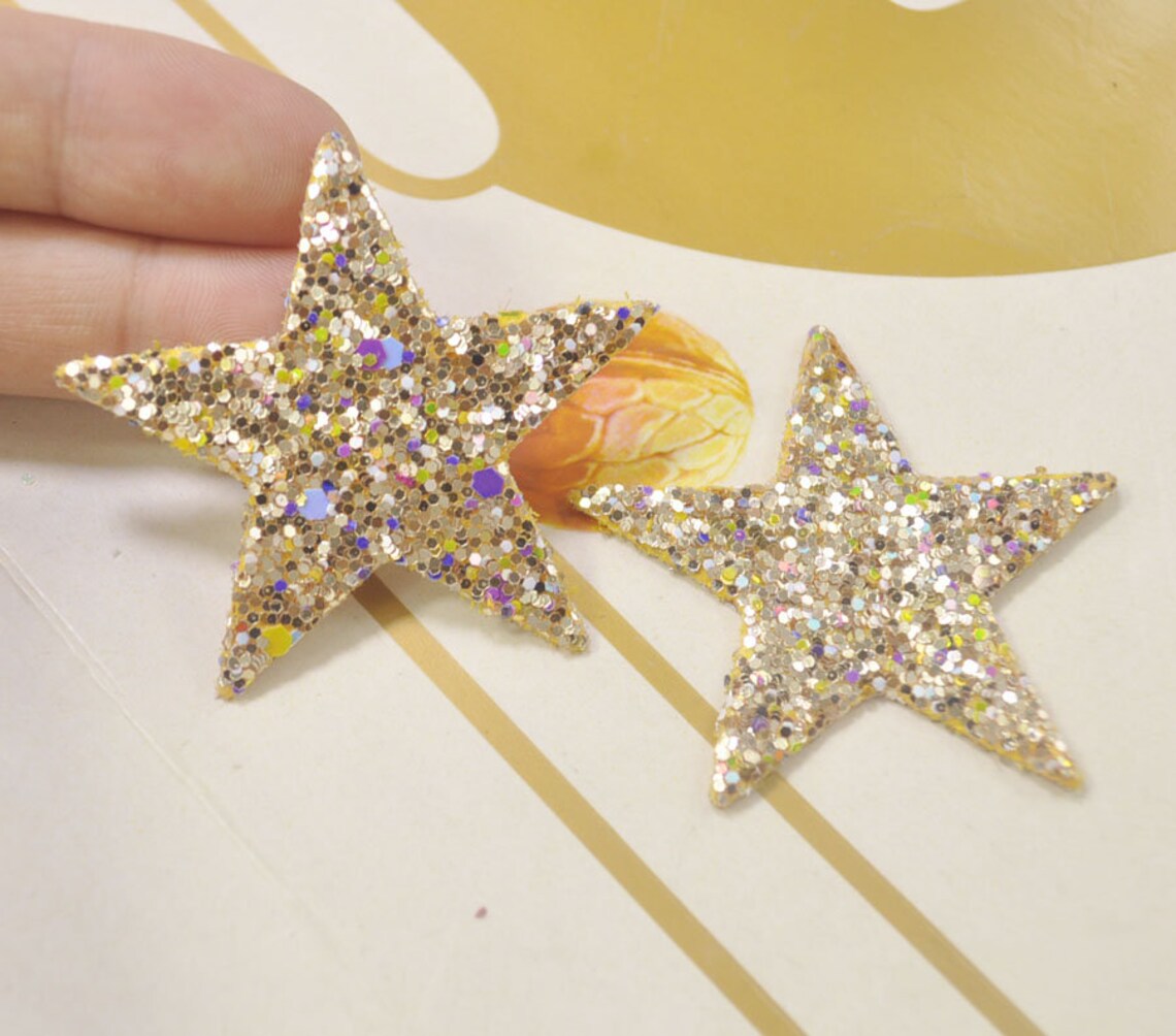 8 Star Piecesmixed Gold Star Pendantglitter Leather Star - Etsy