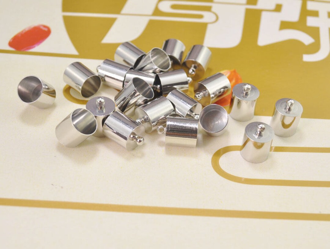 20pcs White K End Caps,metal End Cap Connectors,tassel Cap,leather Cord ...
