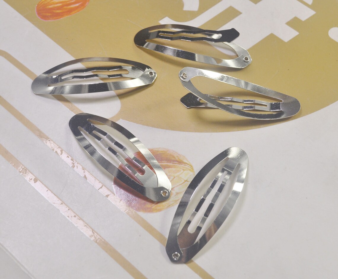 50pieces Oval Hair Clips, Metal Snap Clips for DIY Hair Crafts，,baby ...