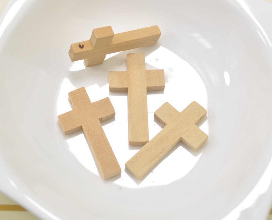 Unfinished Natural Wood Cross Charms,50pcs Wood Beads Pendant,wooden ...