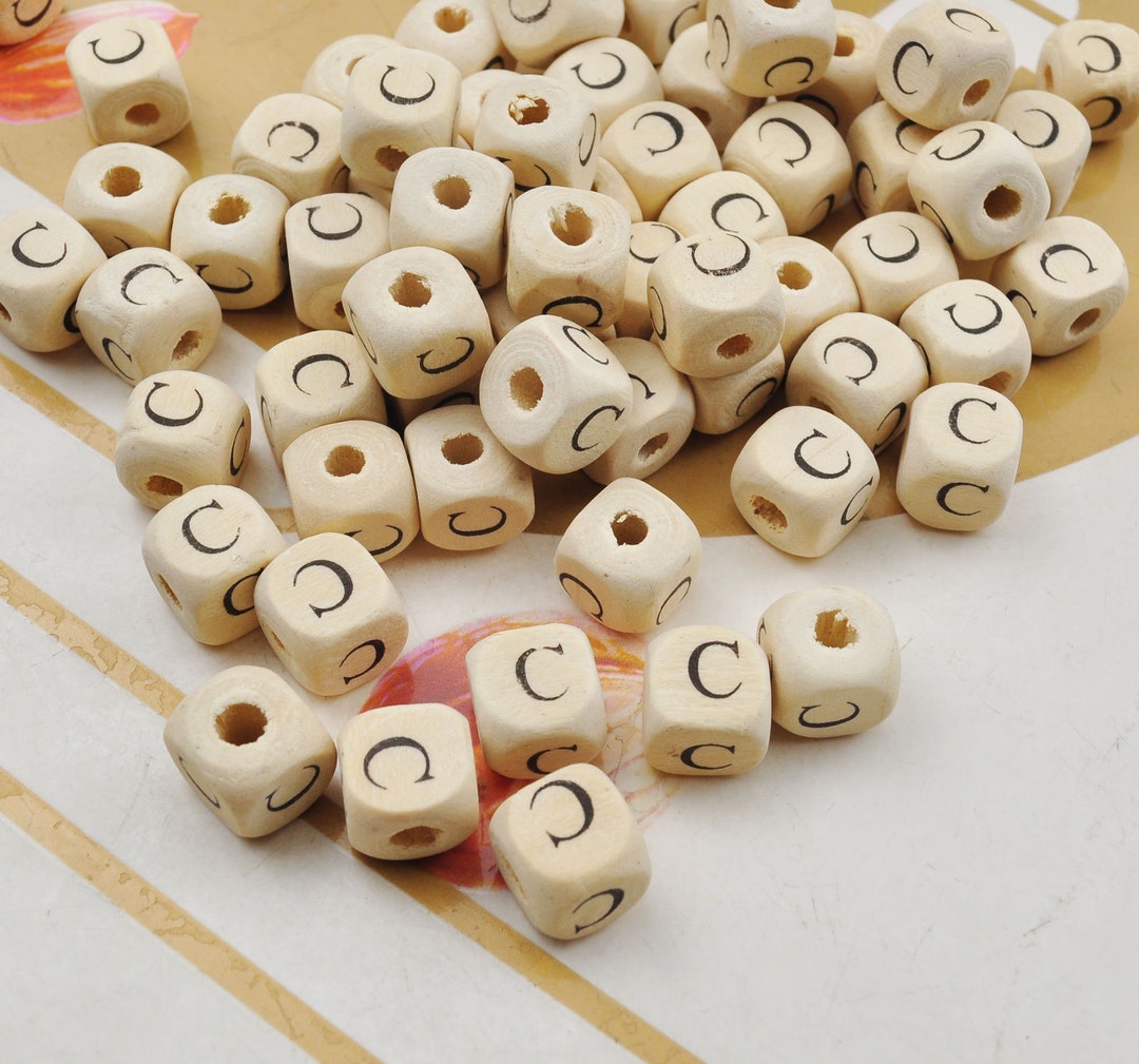 20-200 of C Letter Wood Letter Alphabet Square Beads , 10mm Natural ...