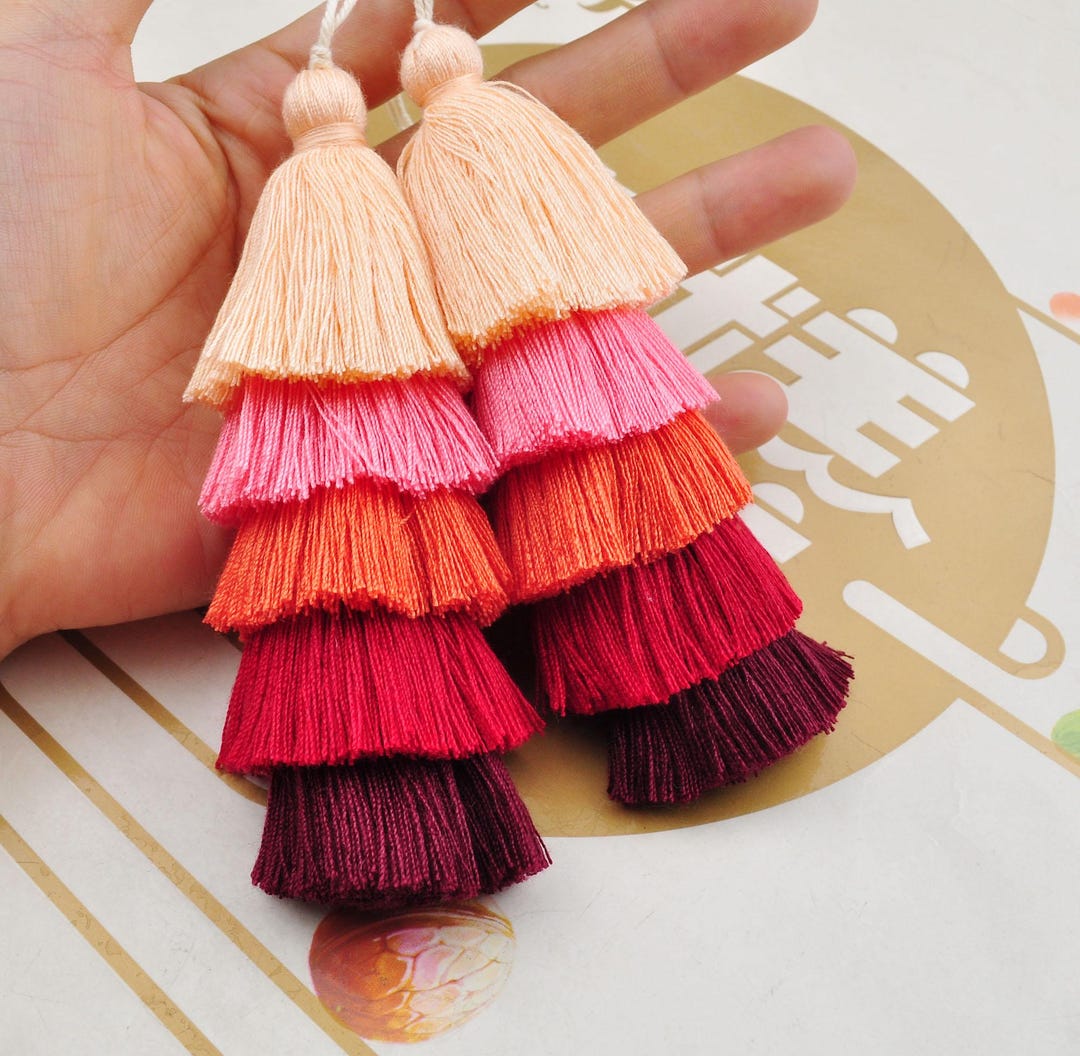2pc High Quality Ombre Tassel With Loop,layered Tassel Pendant,five ...