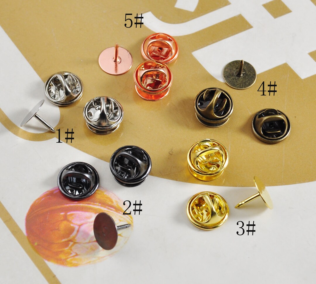 5 Colors,10/20/30/50 Pieces Brass Blank Brooch Tie Pins Pinch Badge ...