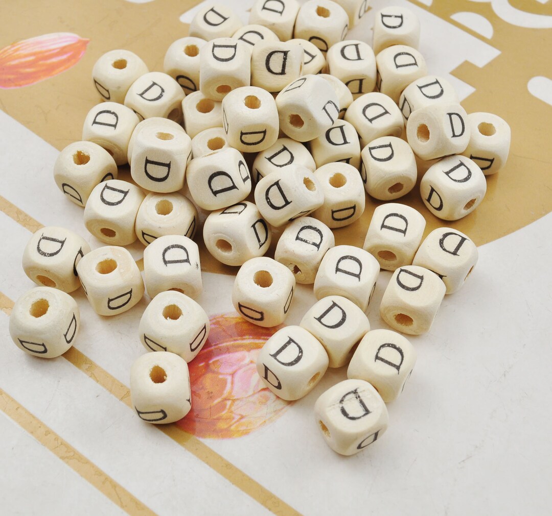 20-200 of D Letter Wood Letter Alphabet Square Beads , 10mm Natural ...