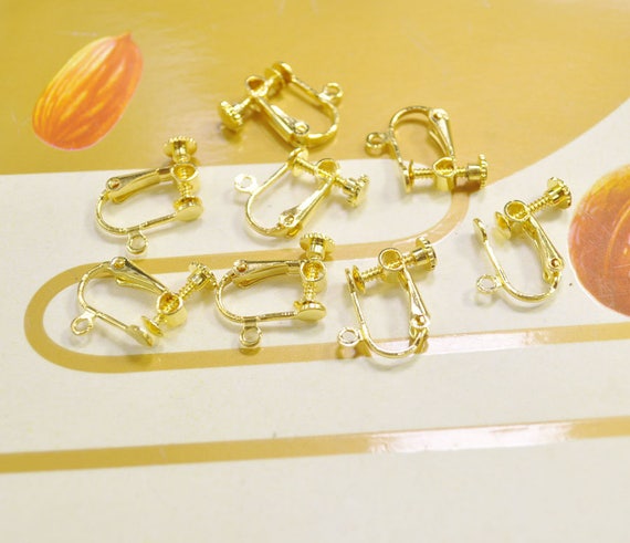 20pcs Ear Clips/gold Tone Brass Base Earring Clip/ Earring | Etsy