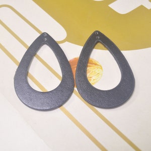 8pcs Black Leather Teardrop With Two Hole,teardrop Earring Pendant,diy ...