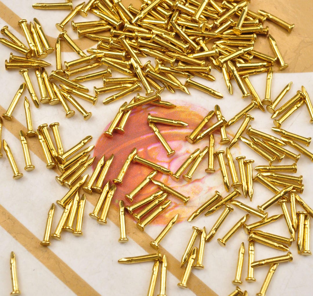 100pcs Brass Small Tack Nails, Brad, Solid Brass Brad Nails,tie Tack ...