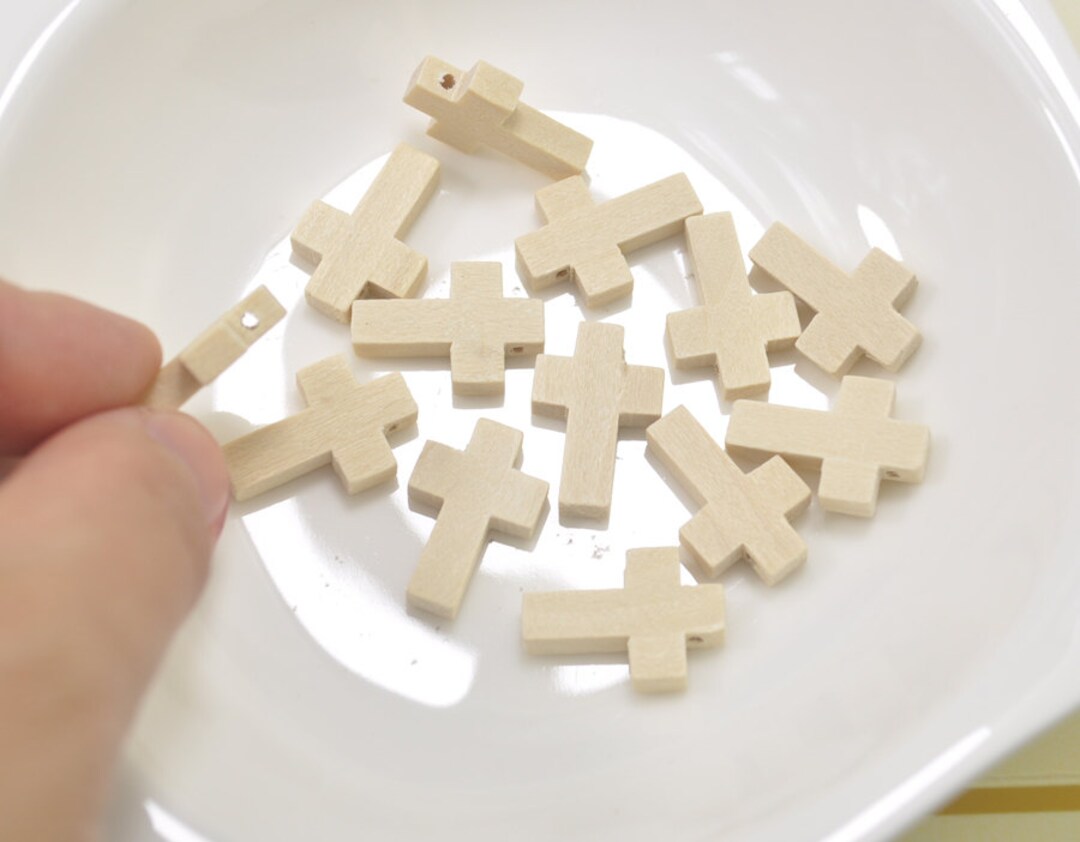 50pcs Original Wood Cross Pendant,natural Wood Cross Charms,unfinished ...
