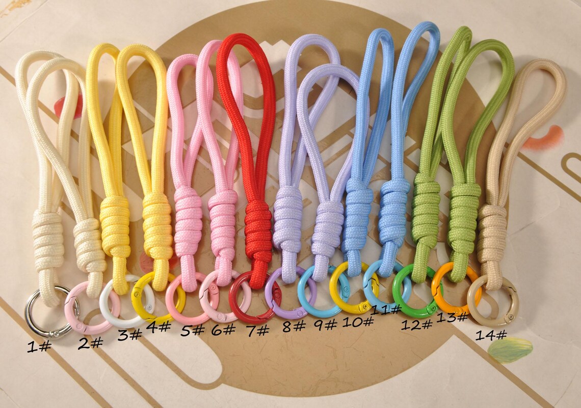 14 Colors Rope Bracelet, Phone Wrist Strap, Paracord Strap Keychain ...