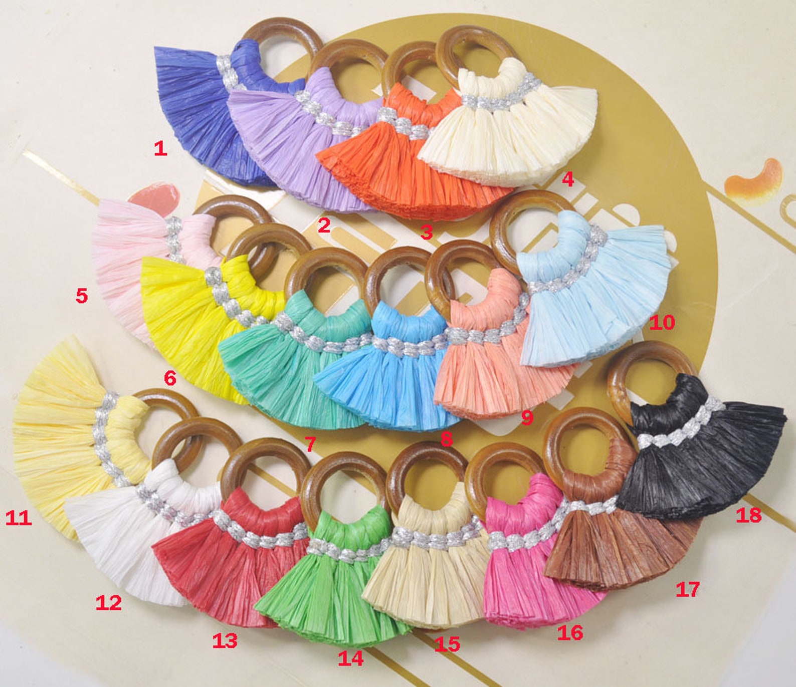 2/4/6/8/10pcs Fan Tassel Pendant Mixed Color Tassels in Wood - Etsy