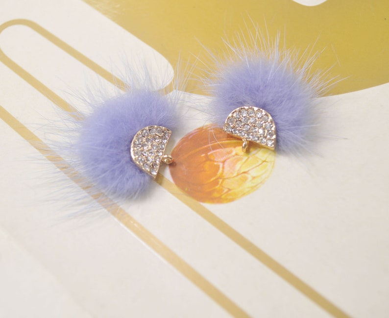 4PCS Cyan Purple Fur Fan Shape With Rhinestone Faux Mink - Etsy