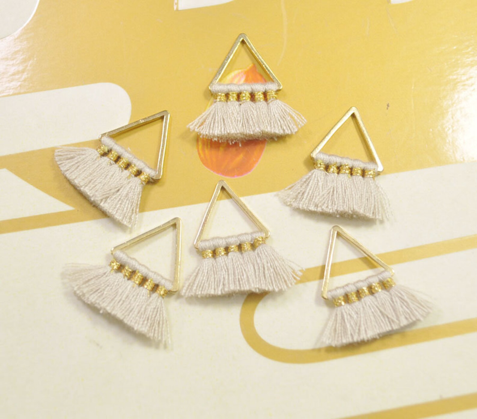 Borla beige borla de algodón colgante de borla triangular - Etsy España