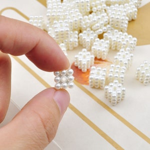 30-200pcs White Square Shape, Small Square Beads, Cubic Beads, Acrylic ...