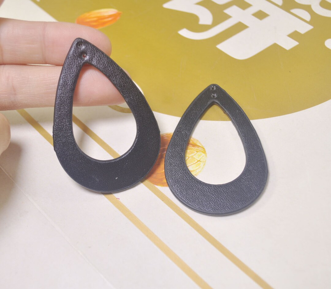 8pcs Black Leather Teardrop With Two Hole,teardrop Earring Pendant,diy ...