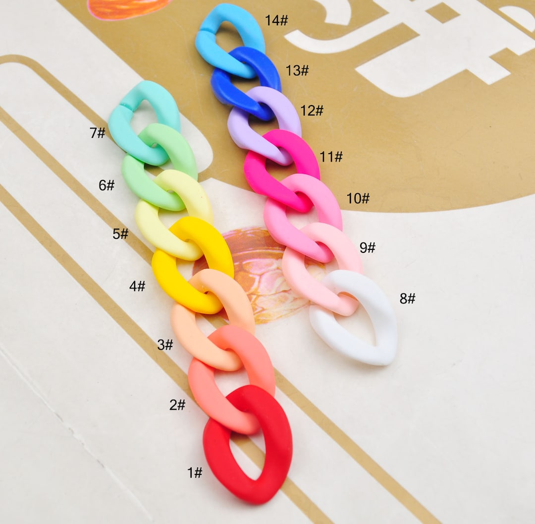 50pcs/100pcs Frosted Acrylic Matte Color Acrylic Open Chain Links，14 ...