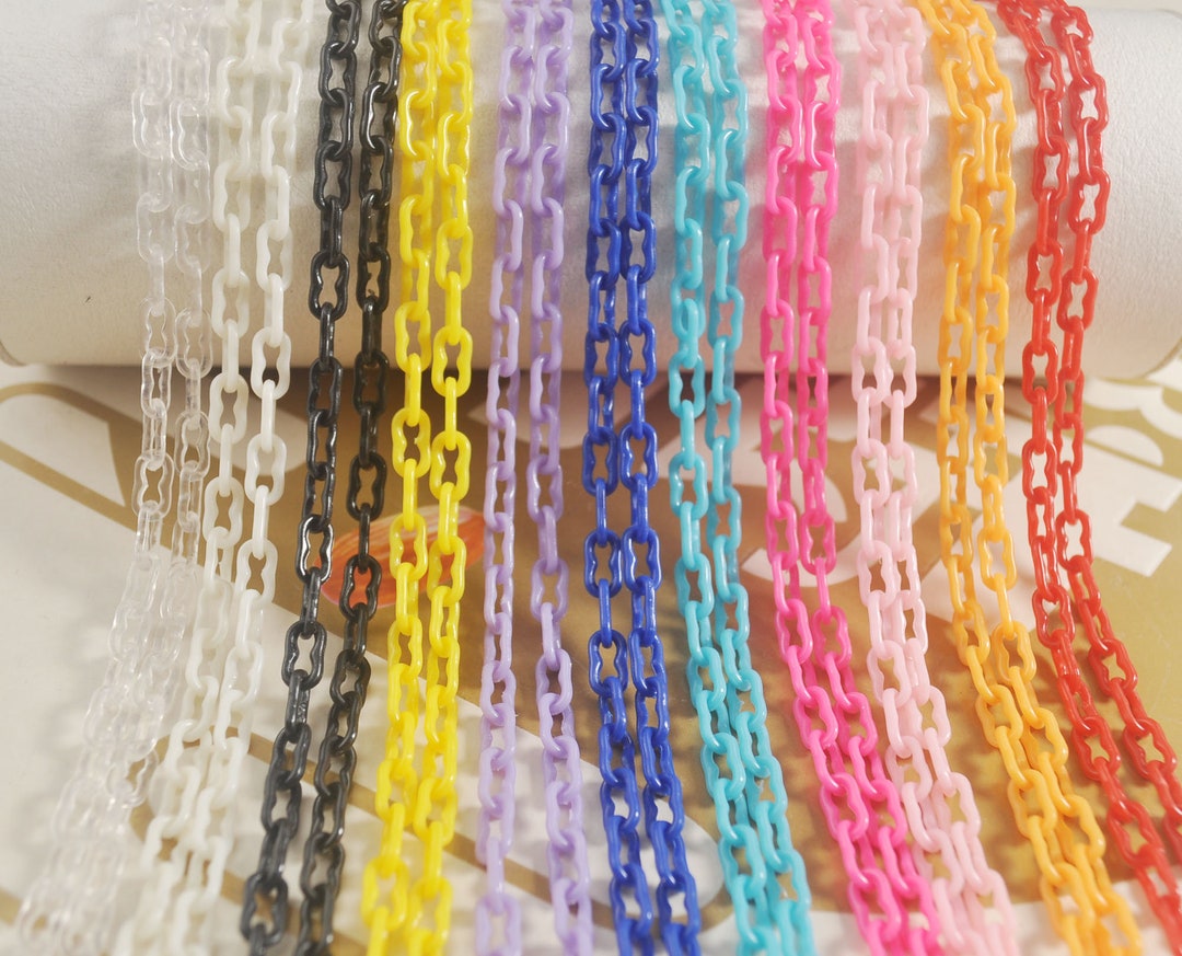 1-50pcs Oval Plastic Chain,plastic Kawaii Chain Pick a Color 40cm ...