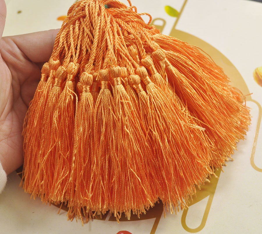 10Pcs light orange silk tassels3 inch silky Mini TasselsHand | Etsy