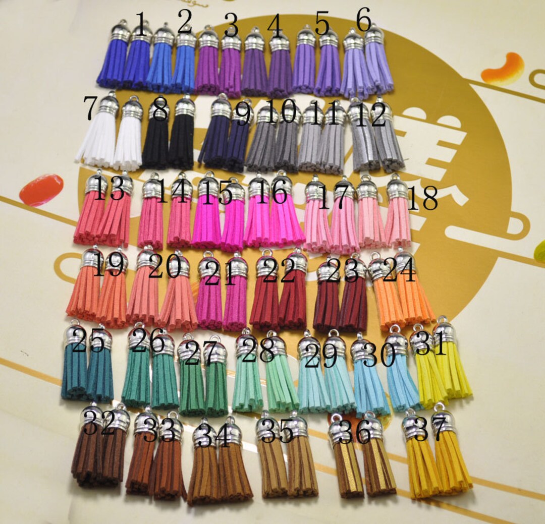 You Pick the Color,100pcs 38mm Suede Tassels,silver Caps Faux Leather ...