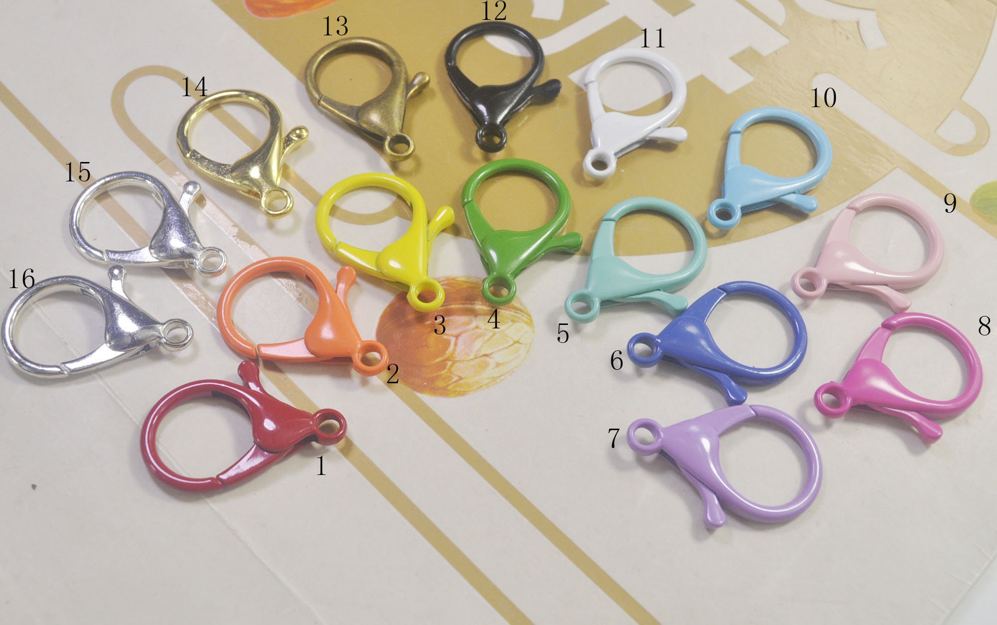 20pcs Large Lobster Clasp, Mixed Color Large Clasp, Claw Clasps, Parrot ...
