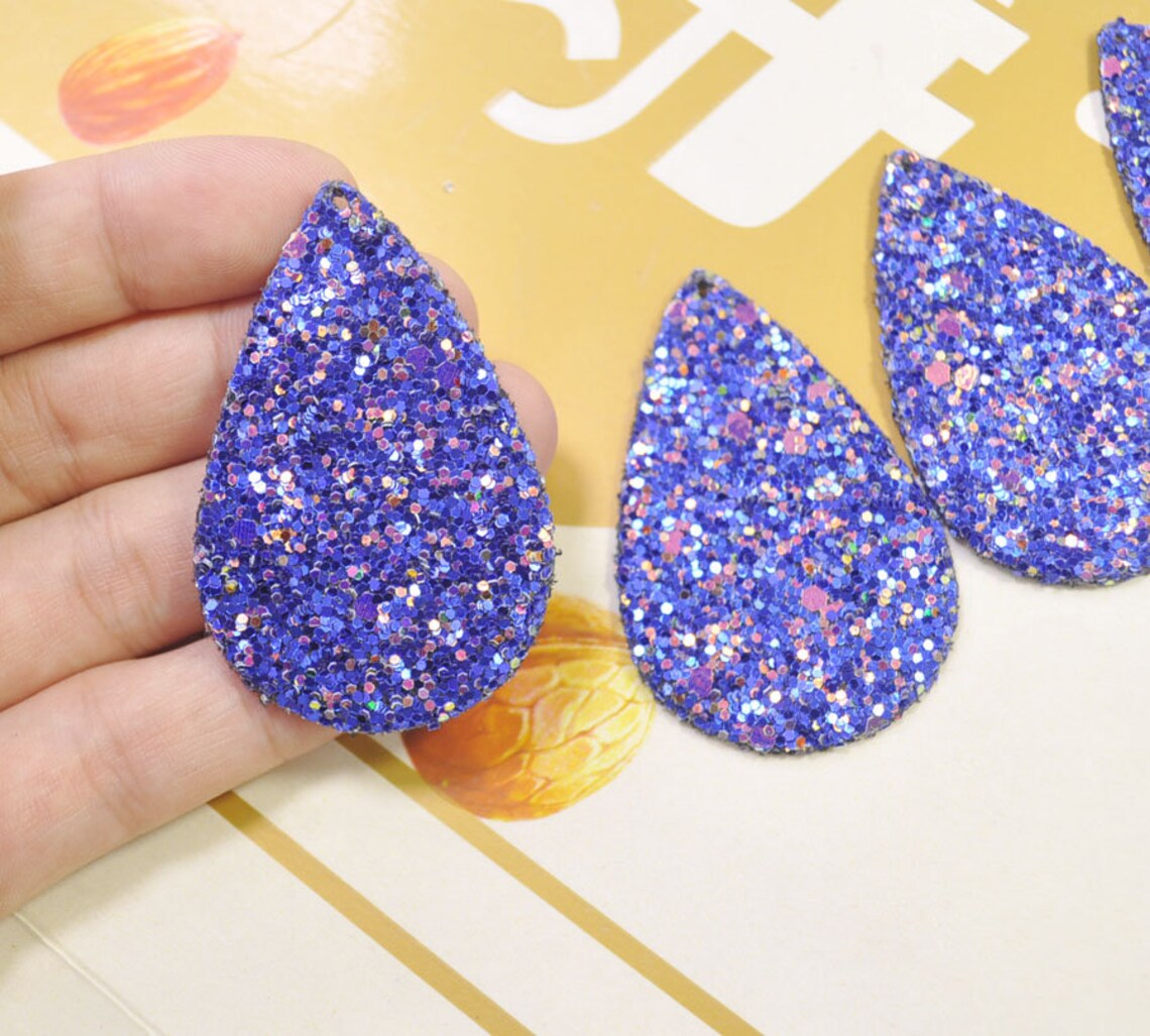 8pcs Royal Blue Glitter Leather Teardrop Shapeteardrop - Etsy