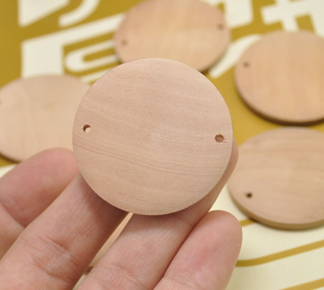 10pcs 40mm Natural Round Flat Wood Connector,wood Beads,wood Circles ...