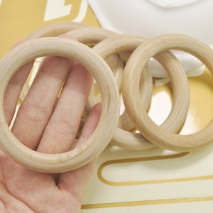 30pcs Round Wooden Rings -78mm Large Wooden Ring Natural Unfinished ...