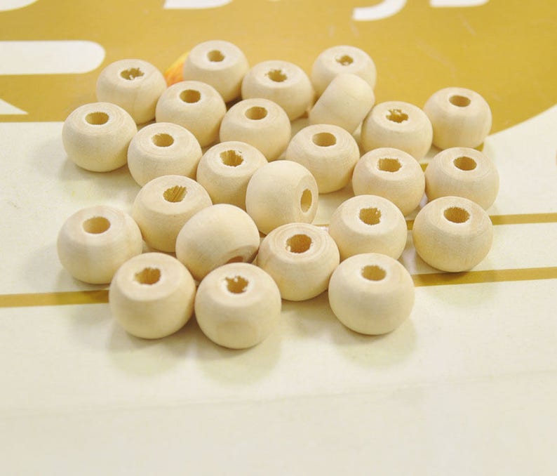 50pcs 13mm Round Flat Wooden Beads With 4mm Holeunfinished - Etsy