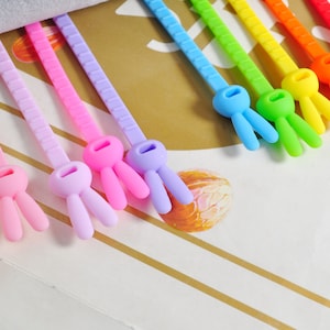7.87” Rabbit Paw Silicone Ties，colorful Cable Organiser,cable Winder ...