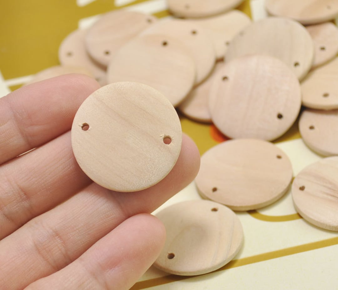10pcs 30mm Natural Round Flat Wood Connector,wood Beads,wood Circles ...