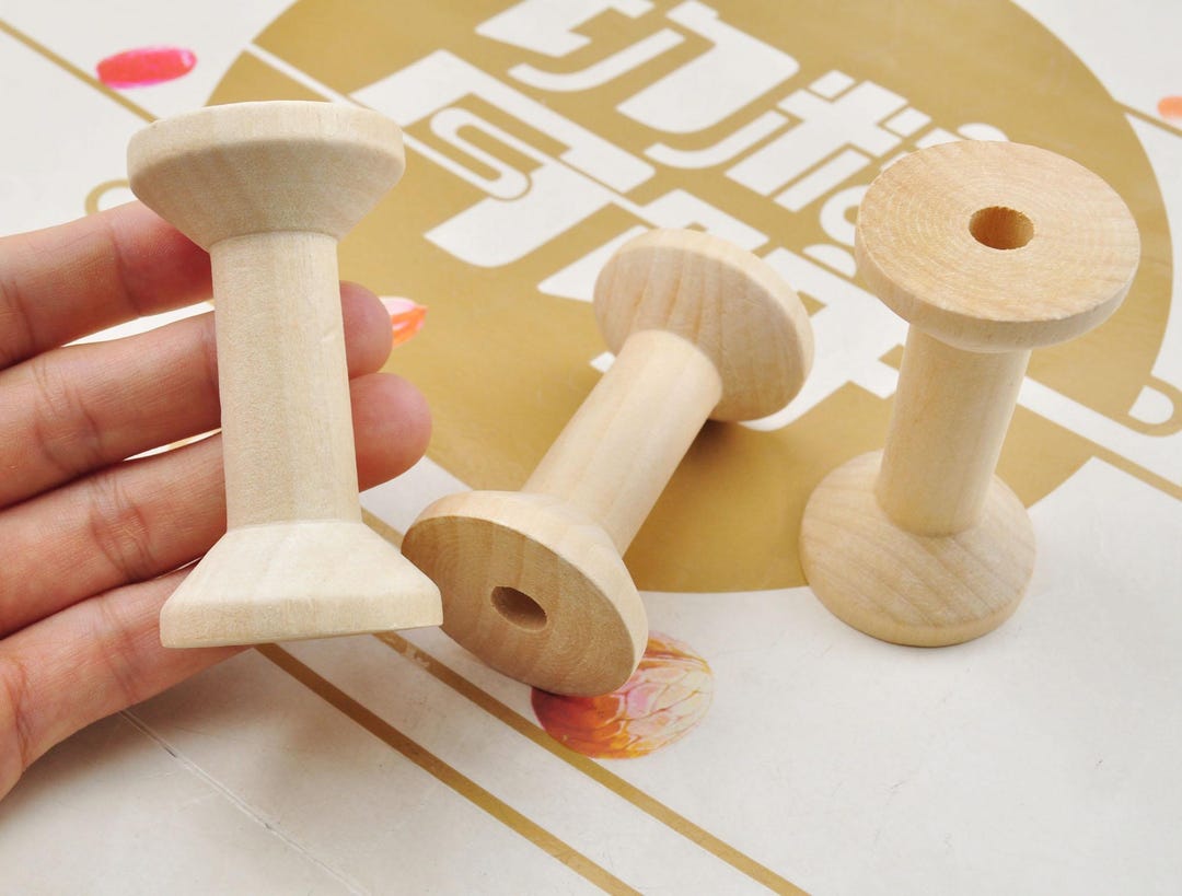 2.75" Tall Wooden Spool,set of 5,large Wood Spools,natural Wood Spools ...