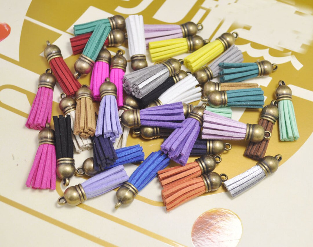 20pc 38mm Mixed Color Mini Leather Tassels,suede Tassels,small Fringe ...