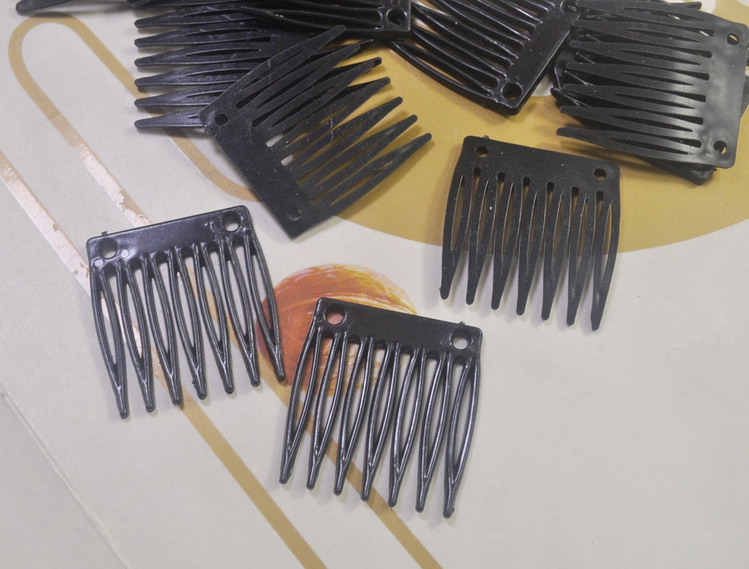 50pcs 7teeth Combs,small Black Plastic Side Hair Combs, Scalloped Edge ...