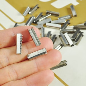 20-500pcs Stainless Steel Fold Over Crimp Head Clips for 3mm/4mm Round ...