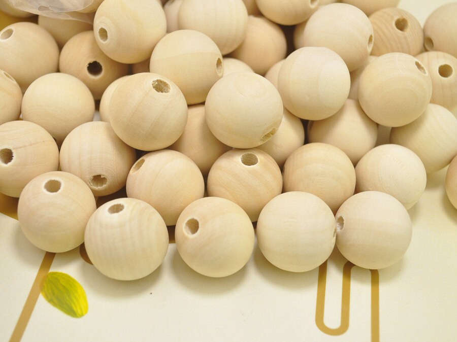 Wood Beads,25mm Round Natural Unfinished Wooden Beads,diy Beads - 50 ...