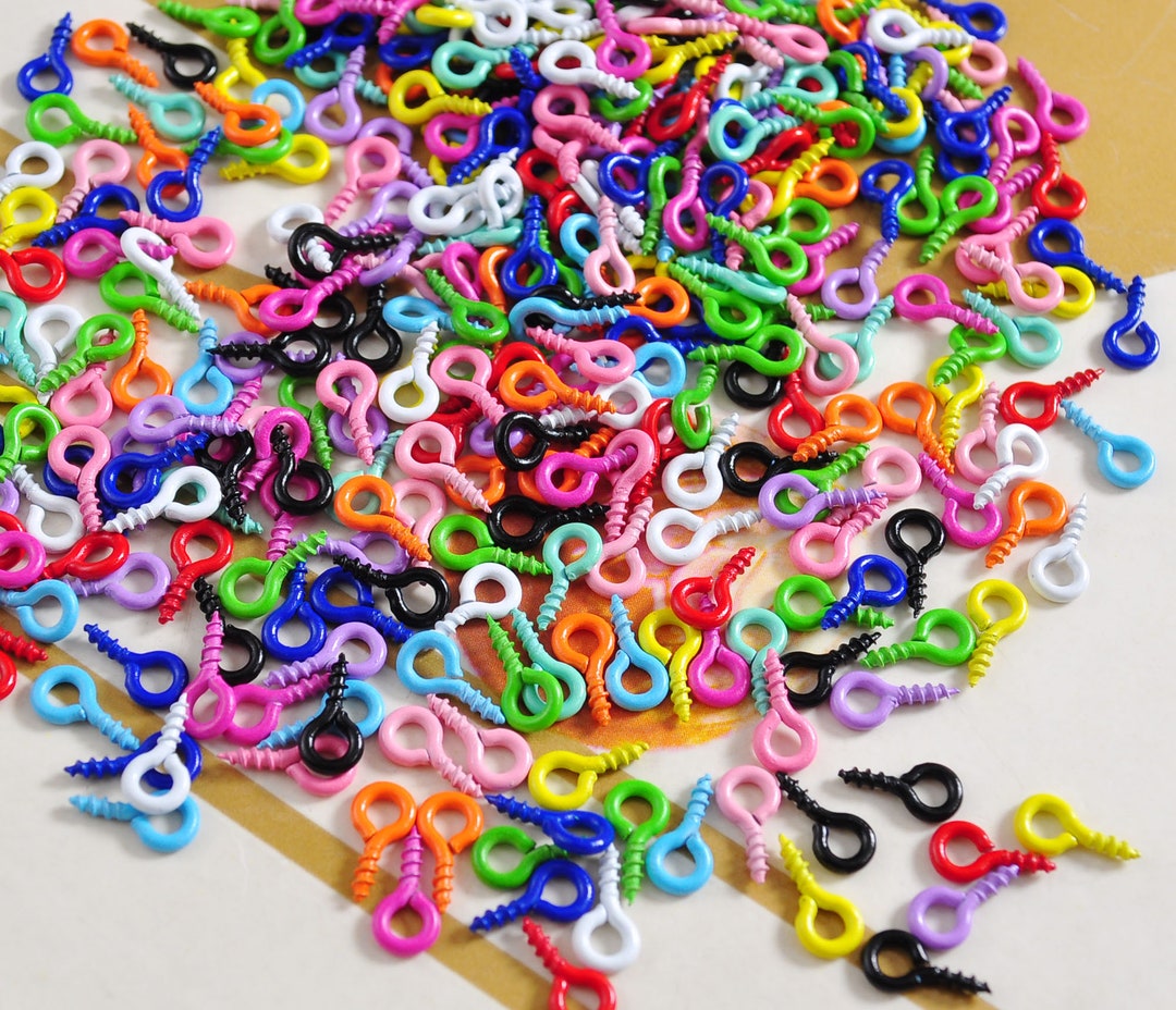 100/200/300pcs Mixed Color Tiny Eye Pins Eyepins Hooks Eyelets Screw ...
