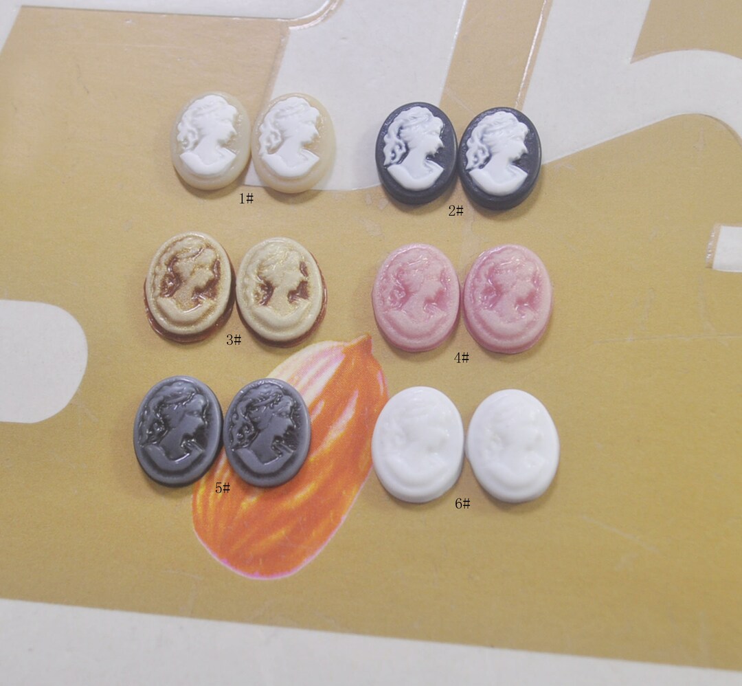 40pcs , Small Mixed Colors Cameo Cabochons Woman's Face Cameo Cabs ...