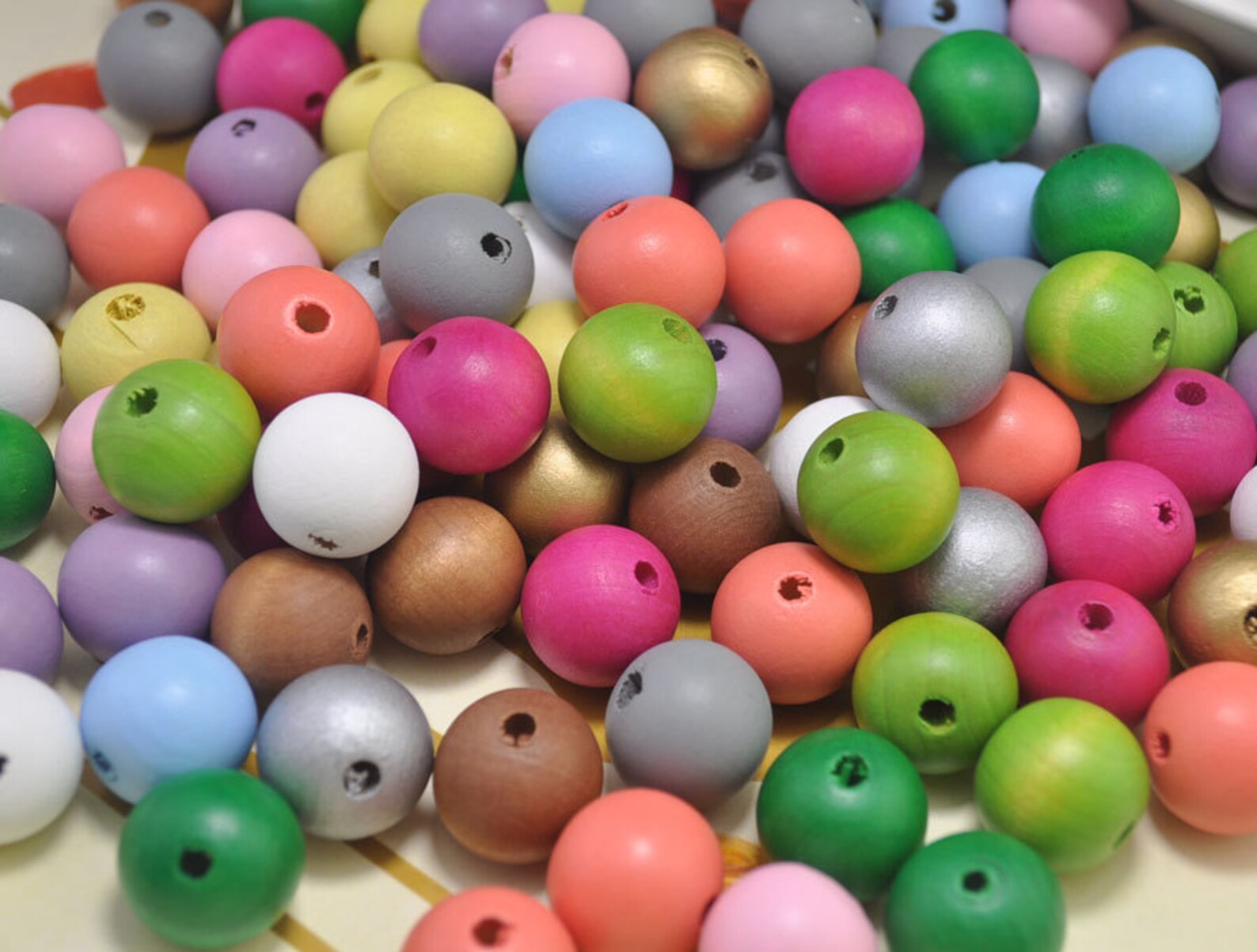 50pcs Mixed Color Round Wood Beads,20mm Round Wooden Bead,necklace Bead ...